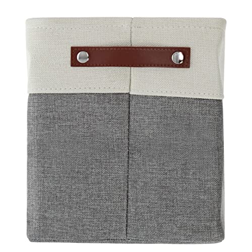 CreekView Home Emporium Fabric Cube Storage Bins 4 Pack - 10 x 10in White/Gray Foldable Storage Cubes for Organization