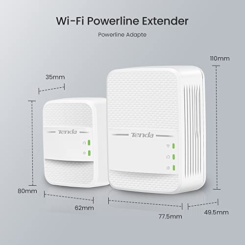 Tenda AV1000 WiFi Powerline Adapter Kit with Gigabit Ports, Powerline Extender with AC650 Dual Band WiFi, Plug and Play, for HD/3D/4K Video Streaming and Gaming (PH10)