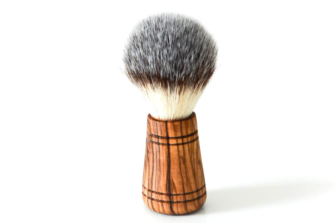 Shaving brush vegan/synthetic handle olive wood by DOM