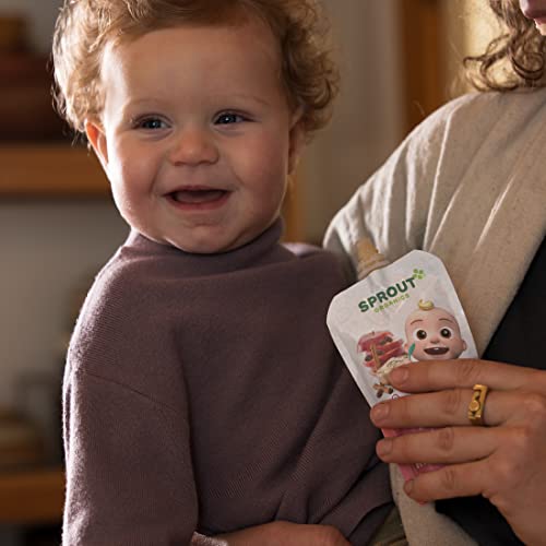 CoComelon Sprout Organic Baby Food Pouches, Apple Oatmeal Raisin with Cinnamon, 3.5 Oz Purees (Pack of 12)