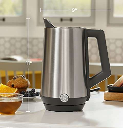 GE Electric Kettle | 6 Cup Capacity | Digital Temperature Control | Boils Water for Tea, Coffee in Minutes | Countertop Kitchen Essentials | 1500 Watts | Stainless Steel