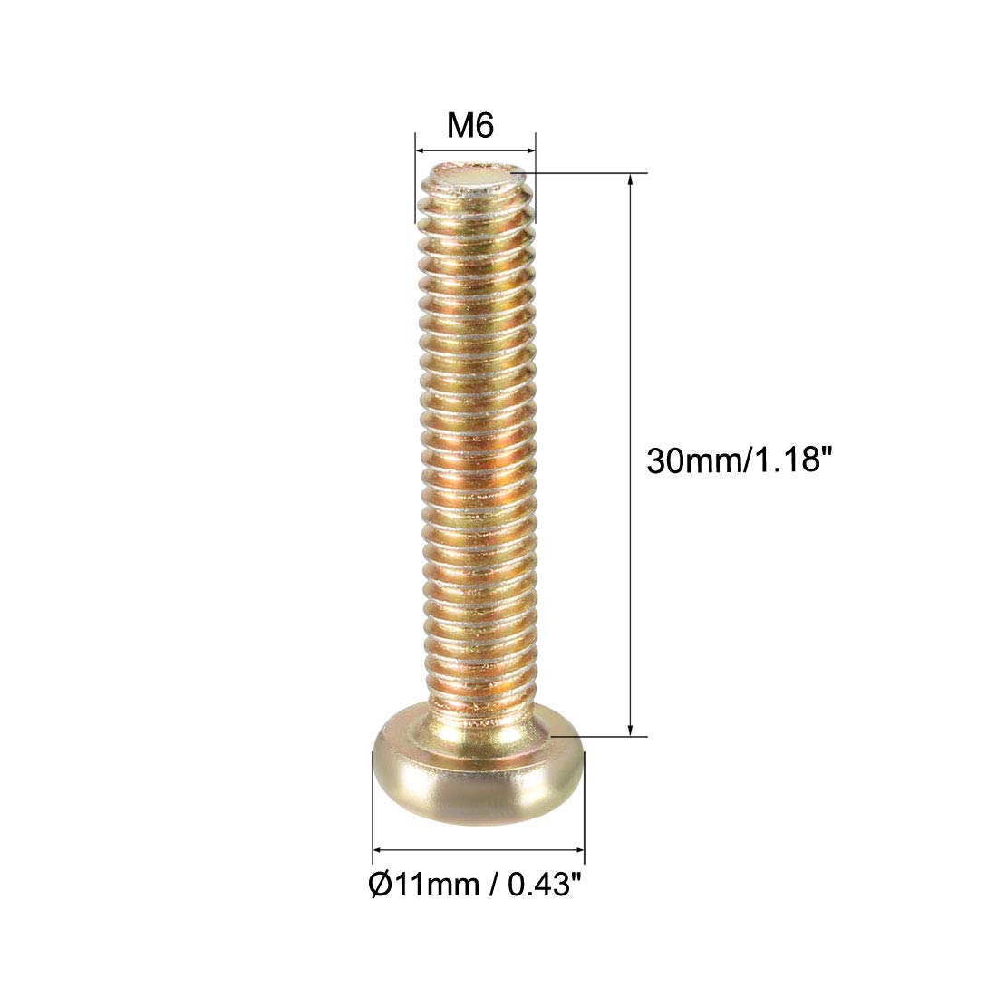 uxcell M6x30mm Furniture Screw Hex Socket Machine Screws Zinc Plated Fasteners Bolts Full Thread Carbon Steel 10Pcs