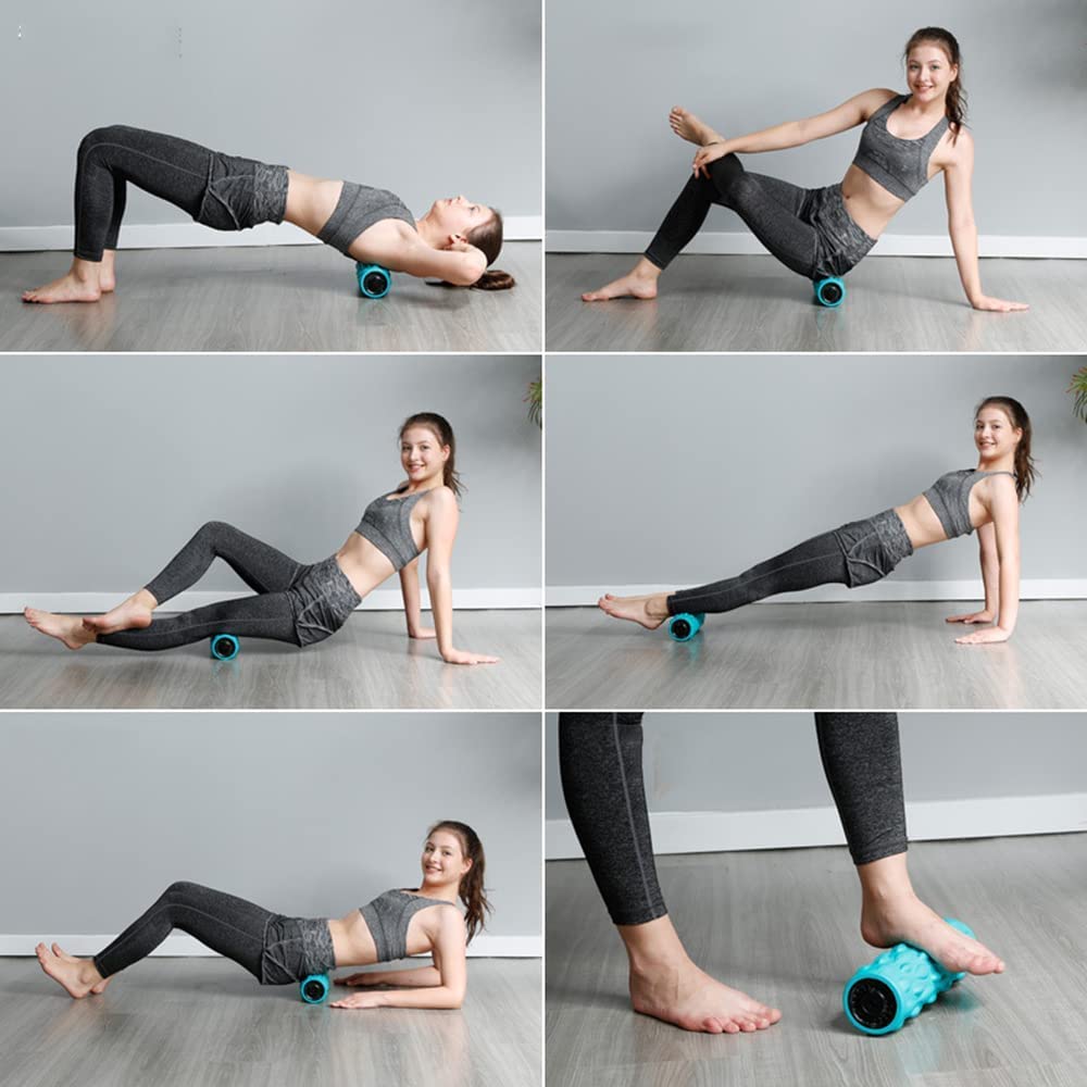4Speeds Foam Shaft Home Gym Vibration Massage Muscle Relax Deep Tissue USB Rechargeable Electric Yoga Roller Pain Relief