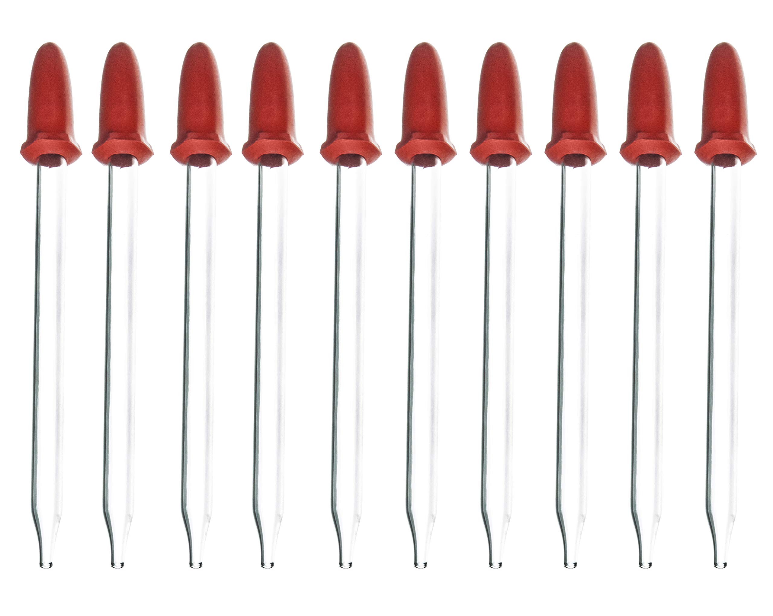 EISCO Pack of 10 Glass Dropping Pipettes, 1.7ml Capacity, Rubber Teat, Narrow Mouth Labs