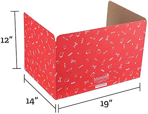 Really Good Stuff Standard Privacy Shields for Student Desks β Set of 12 - Matte - Study Carrel Reduces Distractions - Keep Eyes From Wandering During Tests , Red With School Supplies Pattern