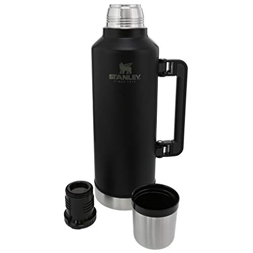 Stanley Classic Vacuum Insulated Wide Mouth Bottle - BPA-Free 18/8 Stainless Steel Thermos for Cold & Hot Beverages – Keeps Liquid Hot or Cold for Up to 24 Hours – Matte Black, 2.5qt