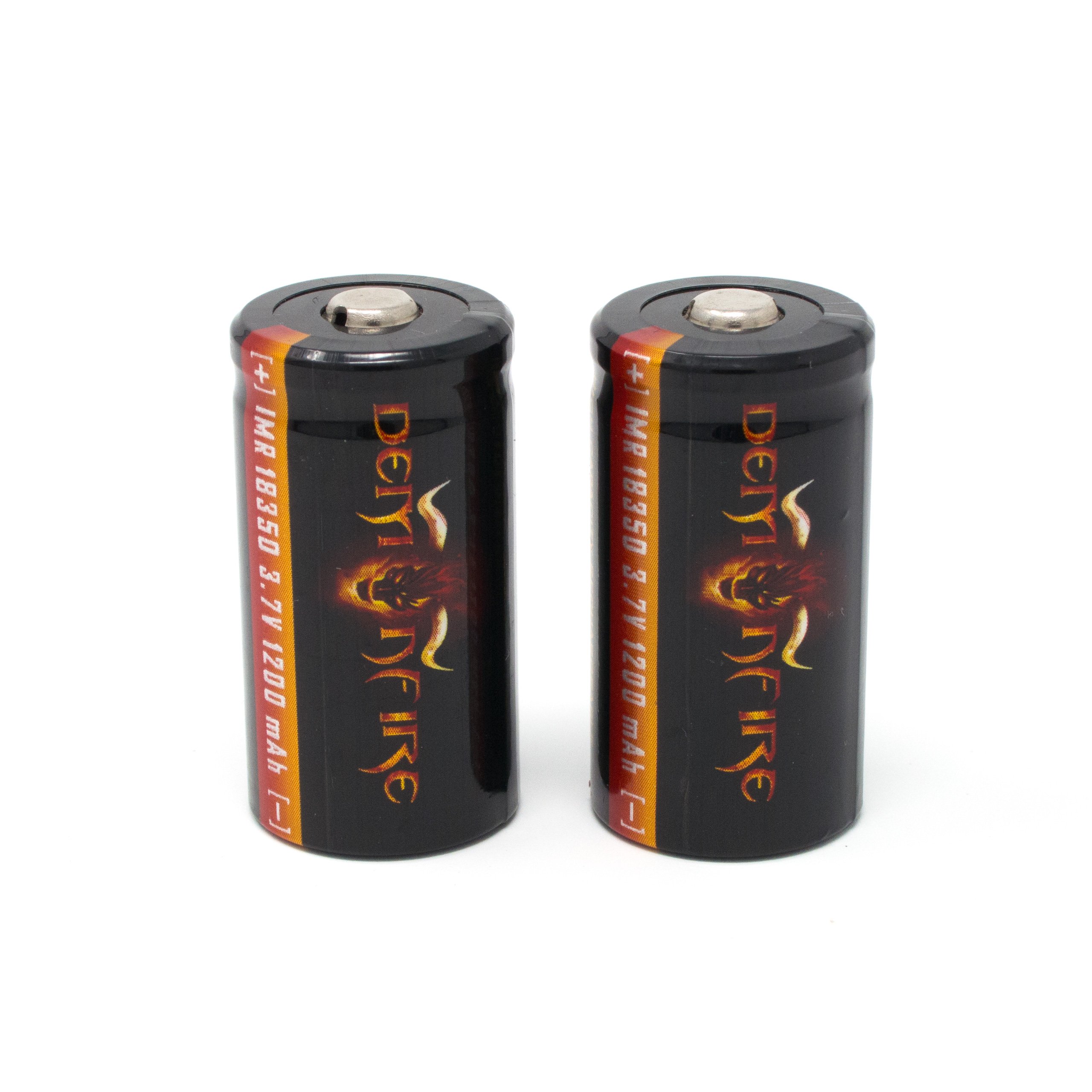 Demonfire 18350 1200mAh 3.7V High Drain LiMn IMR Rechargeable Battery with Button Top (2 Pieces) D1 Charger