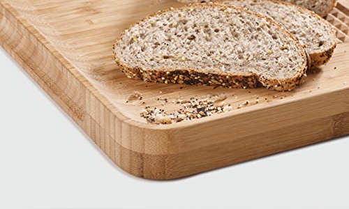 Joseph Joseph Cut & Carve Bamboo Cutting Board with Food Grip and Angled Surface Yellow Large