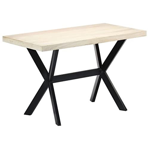 vidaXL Solid Bleached Mango Wood Dining Table Kitchen Dinner Dining Room Home Office Indoor Furniture Meal Restaurant Table Side End Stand 55.1"