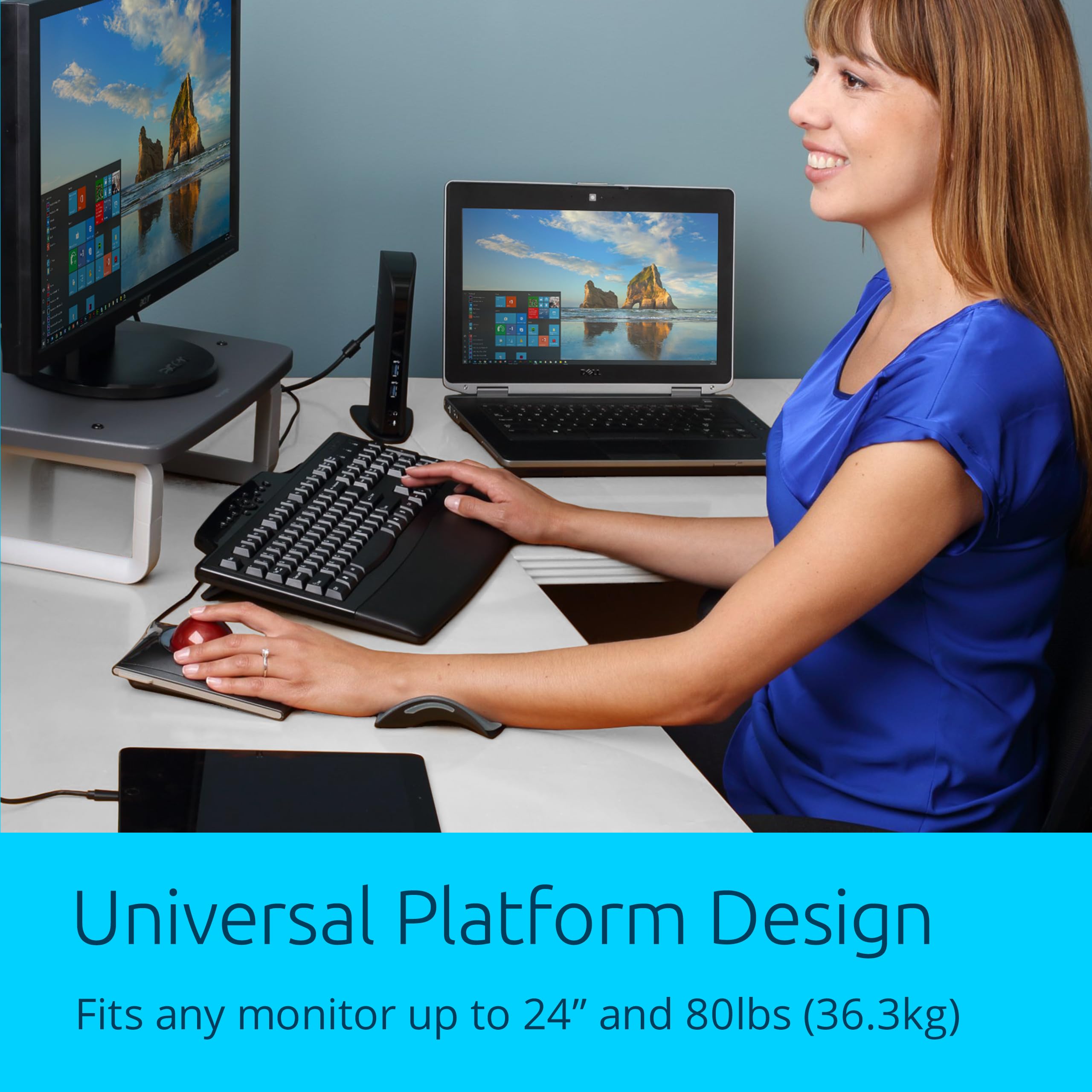 Kensington SmartFit Monitor Stand Plus for up to 24” screens - Gray (K60089)