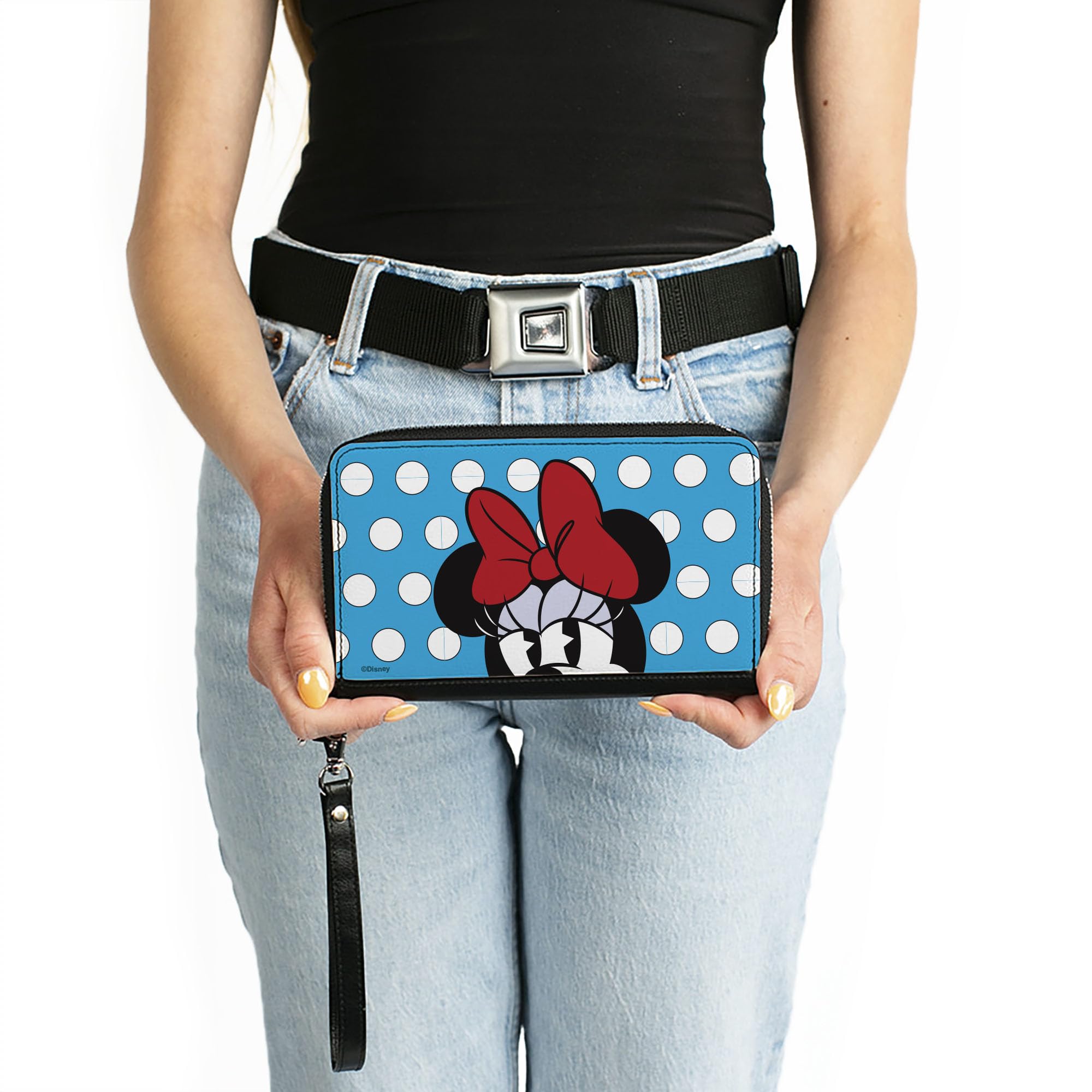 Buckle-Down Women's PU Zip Around Wallet Rectangle-Minnie Mouse, 7.5"x4.5"