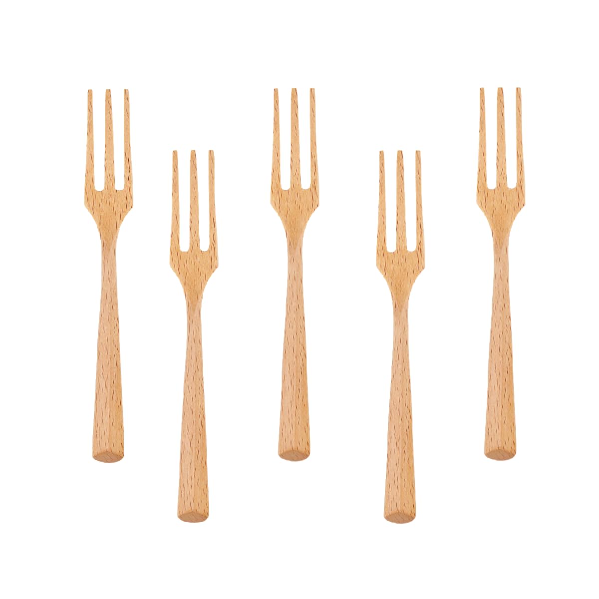 Wood Forks,AYFDISHS 5 Pieces Reusable Wooden Fork for Eating,7.5Inch Japanese Wood Salad Dinner Forks,Eco-friendly Wooden Flatware Set for Cooking, Dessert, Fruits, Salad