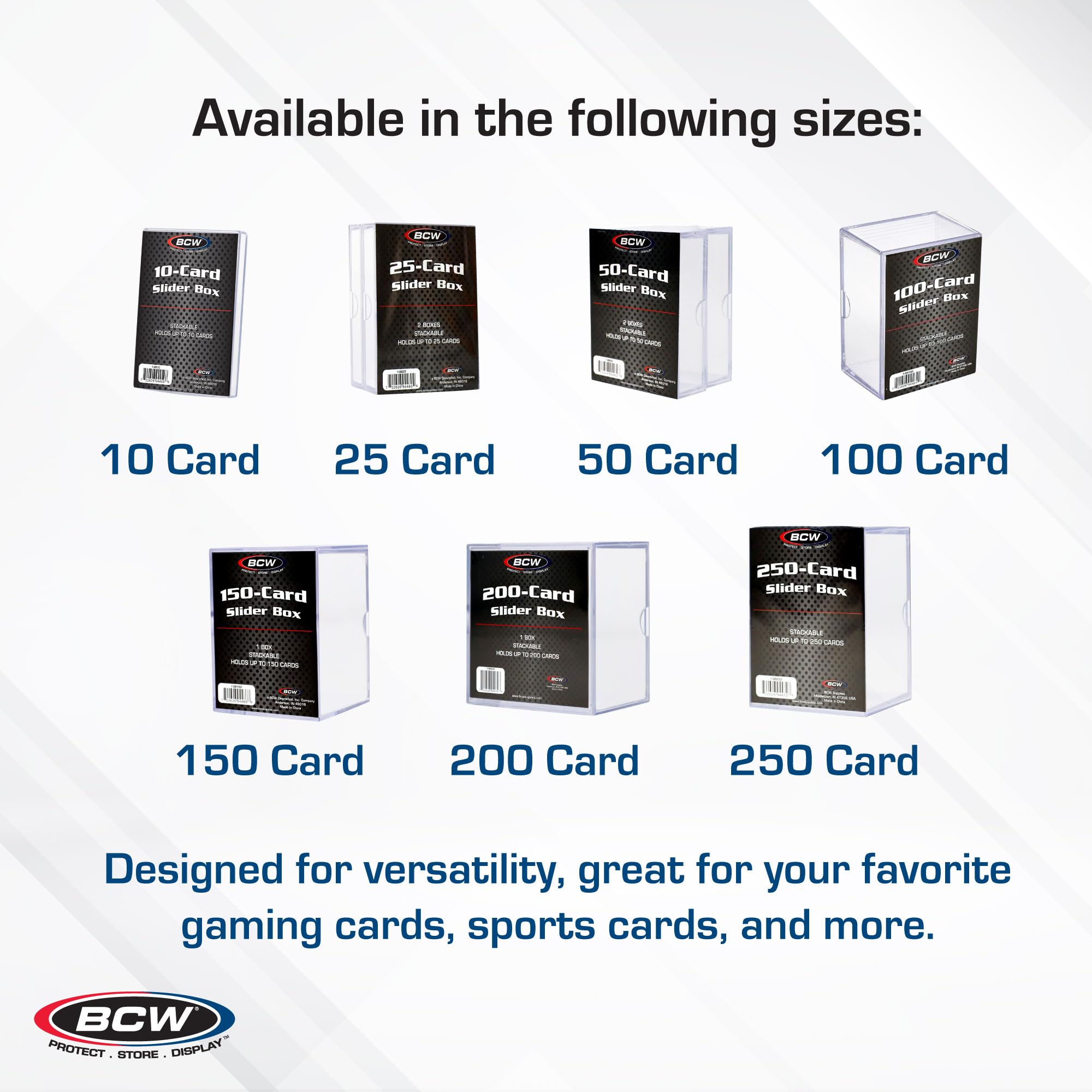 BCW 150 Card Slider Box | Premium Trading Card Storage | Sturdy, Stackable, Crystal-Clear Design for Magic The Gathering, Football, Basketball, Baseball Cards | Trading Card Case