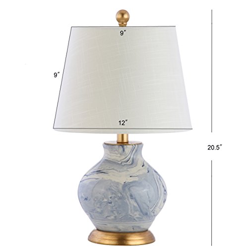JONATHAN Y JYL3007A Holly 20.5" Marbleized Ceramic LED Table Lamp Contemporary Classic Bedside Desk Nightstand Lamp for Bedroom Living Room Office College Bookcase LED Bulb Included, Blue/White
