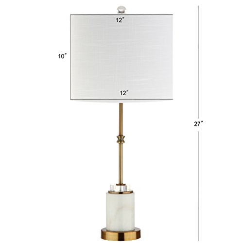 JONATHAN Y JYL5003A-SET2 Set of 2 Table Lamps Harper 27" Marble/Crystal LED Table Lamp Modern Contemporary Bedside Desk Nightstand Lamp for Bedroom Living Room, White/Brass Gold