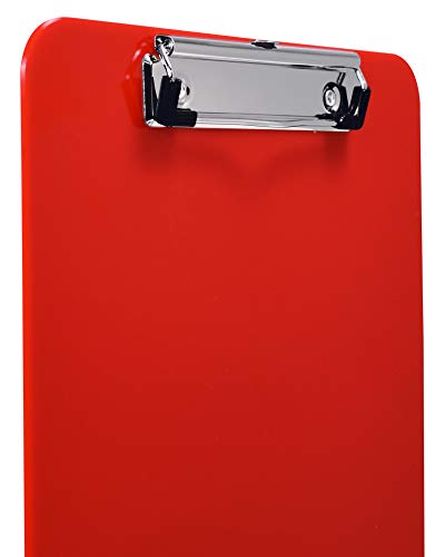 Red Plastic Clipboards, 12 Pack, Durable, 12.5 x 9 Inch, Low Profile Clip, by Better Office Products, Red, Set of 12