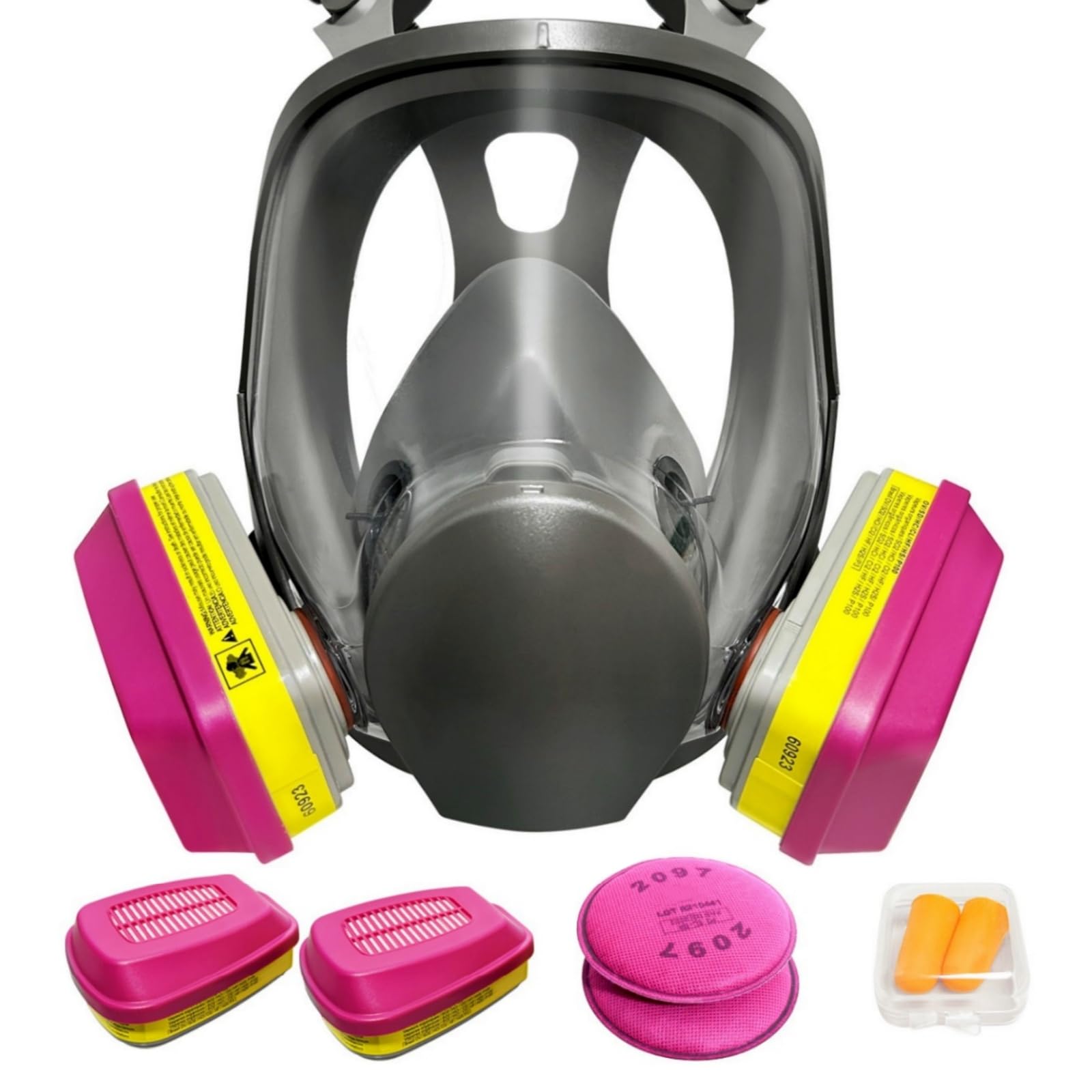 ANUNU Full Face Paint Respirator Mask, Full Face Gas Mask with 60923 Filter Cartridges and 2097 Filter for Chemical Gases, Dust, Sanding, Survival, Woodworking