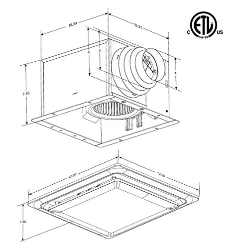 Aero Pure ABF110 L5 W ABF110L5 Ceiling Mount 110 CFM w/LED Light/Nightlight, Energy Star Certified, White Quiet Bathroom Ventilation Fan