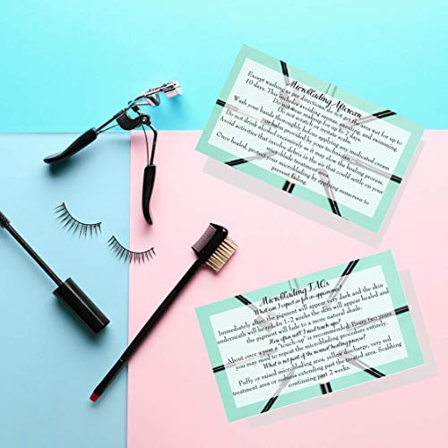 Microblading Aftercare Cards Green | 50 Pack | Disposable FAQ Microblade Printed Certified Recommended Care Instructions 3.5 x 2" inches Microblading Supplies Client Take Home