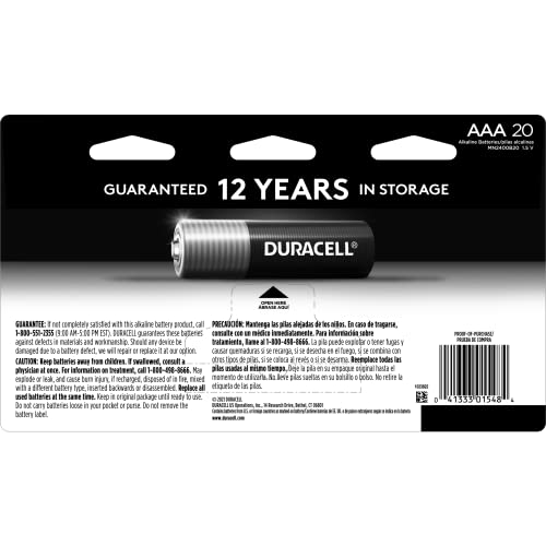 Duracell Coppertop AAA Batteries with Power Boost Ingredients, 20 Count Pack Triple A Battery with Long-lasting Power, Alkaline AAA Battery for Household and Office Devices
