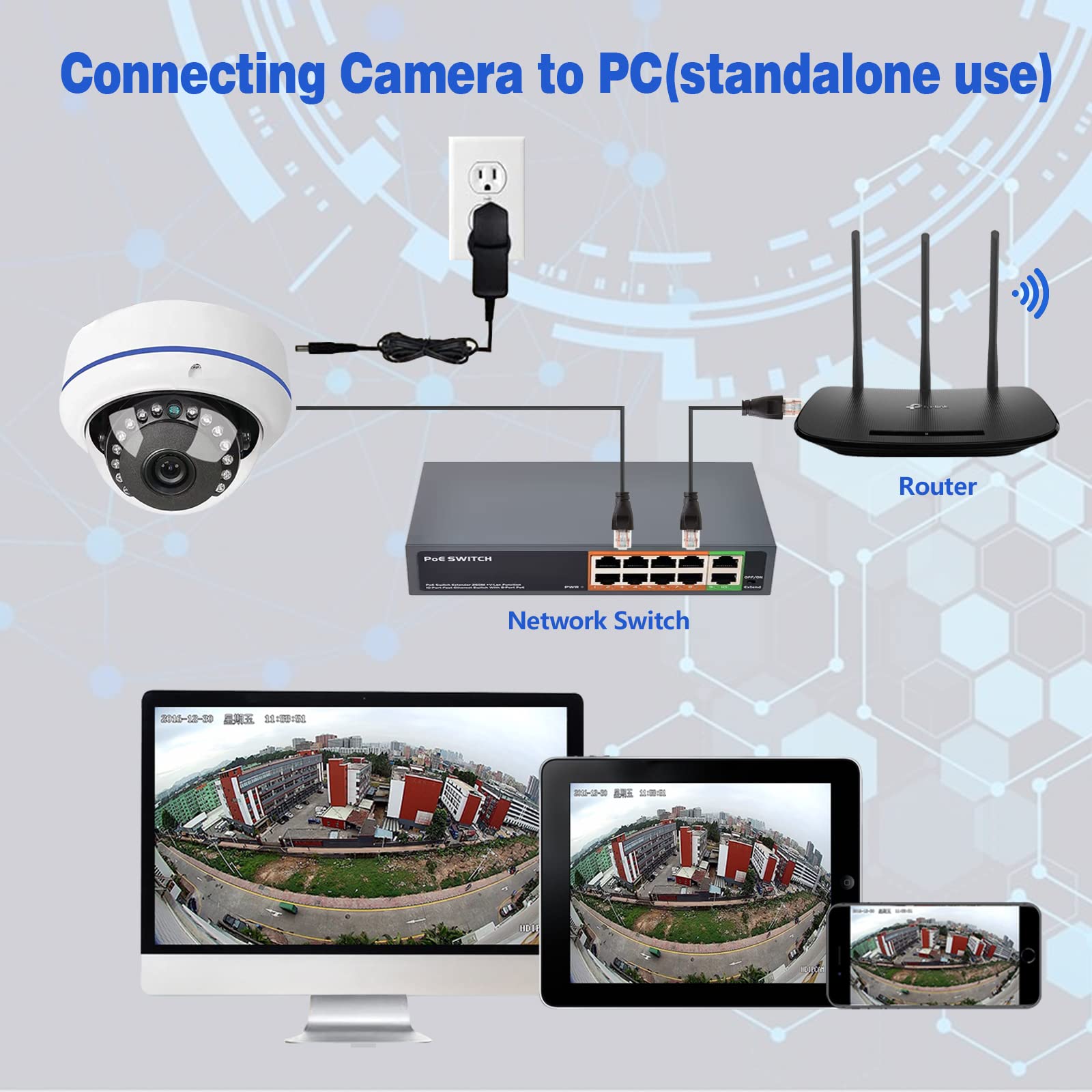 HD 5MP 4MP PoE IP 180 Degree Wide Angle Dome CCTV Security Camera 1.7mm Fisheye Lens Outdoor/Indoor H.265 with Mic/Audio Night Vision Surveillance Network Camera