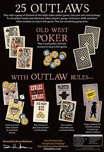 Buffalo Games - 25 Outlaws - Modern Twist on Classic Poker - Texas Hold 'Em - Bluff, Lie, Cheat, Steal - Great for Adult Game Night