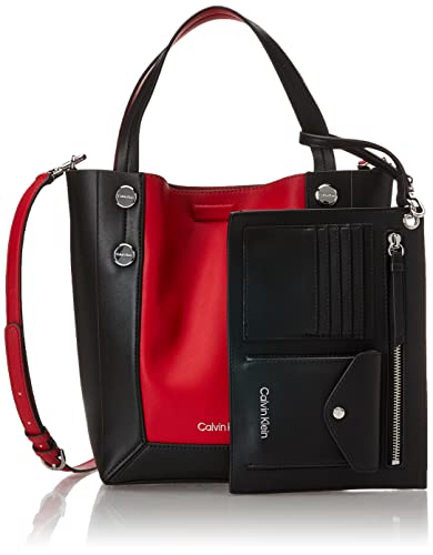 Calvin Klein Quinn North/South Mini Tote Crossbody, Poppy/Black