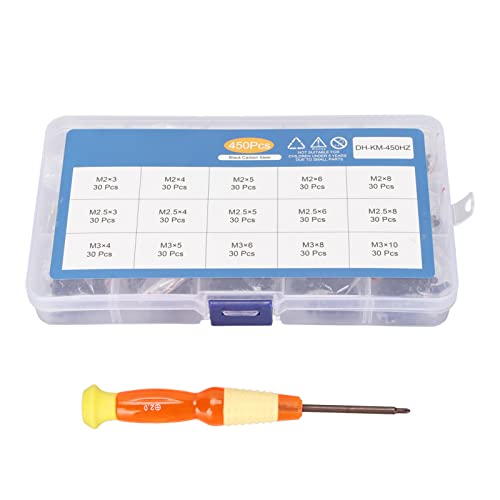 450Pcs M2 M2.5 M3 Laptop Notebook Computer Screws Kit, Flat Head Fastener Screws Set with Screwdriver, for Samsung, for HP, for Dell, for Sony, for Lenovo, etc