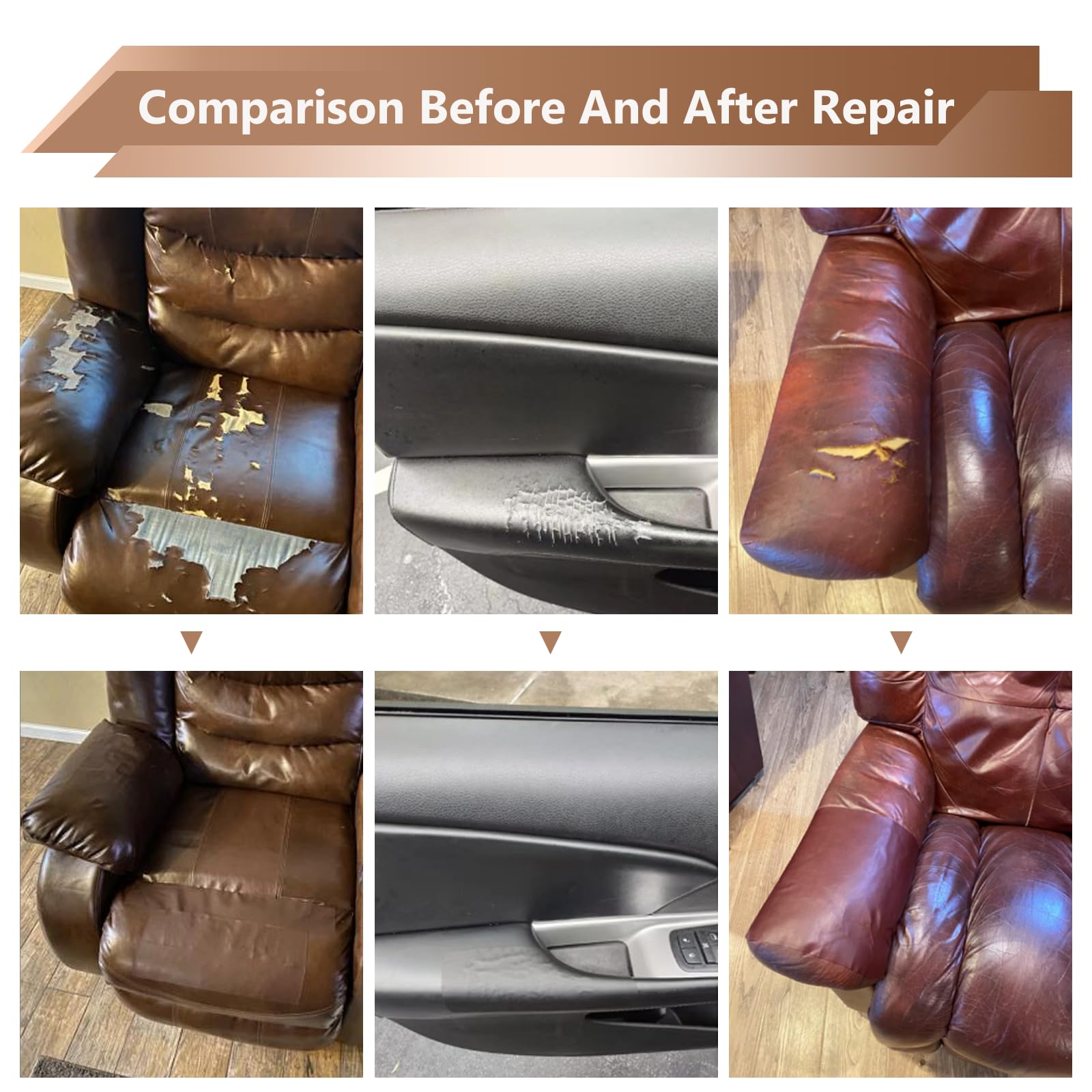 4X63 inch Self Adhesive Leather Repair Patch Tape, Leather Repair Kit for Furniture Sofa Car Seat Couch (Dark Coffee)