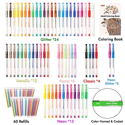 Shuttle Art Gel Pens, 120 Pack Gel Pen Set Packed in Metal Case, 60 Unique Colors with 60 Refills for Adults Coloring Books Drawing Doodling Crafts Scrapbooking Journaling