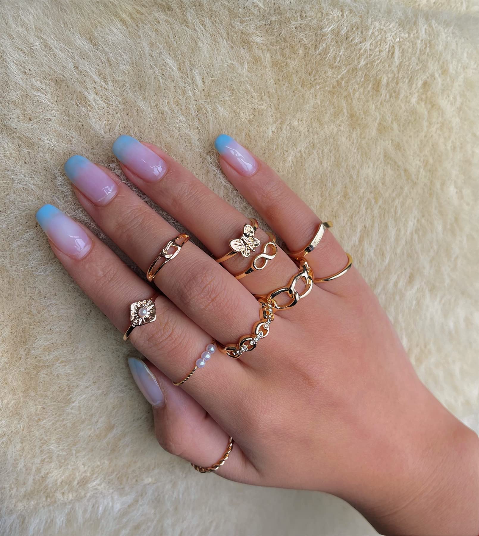 36PCS Vintage Knuckle Rings Set for Women Bohemian Gold Stackable Rings Midi Joint Finger Rings Butterfly Snake Crystal Chain Rings Jewelry