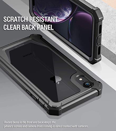 Poetic iPhone XR Case, Guardian [Scratch Resistant Back] Full-Body Rugged Clear Hybrid Bumper Case with Built-in-Screen Protector for Apple iPhone XR 6.1" LCD Display Black