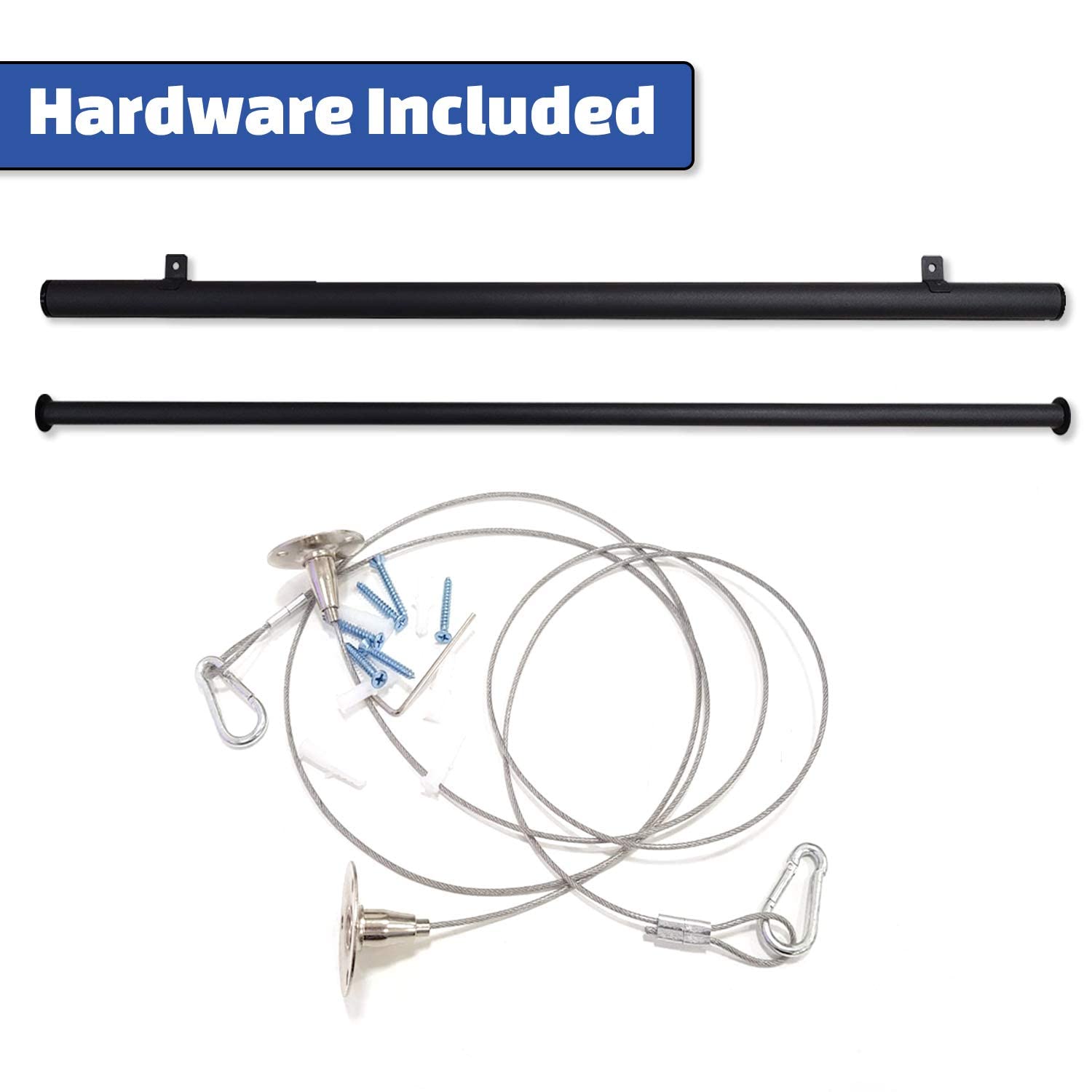 BANNER BUZZ MAKE IT VISIBLE BannerBuzz Hanging Clamp Bar Sneeze Guard with Clear Tarp Film Protective Shield for Office, Cafes, Retail Stores, Cashier, Receptionist (3' x 2')