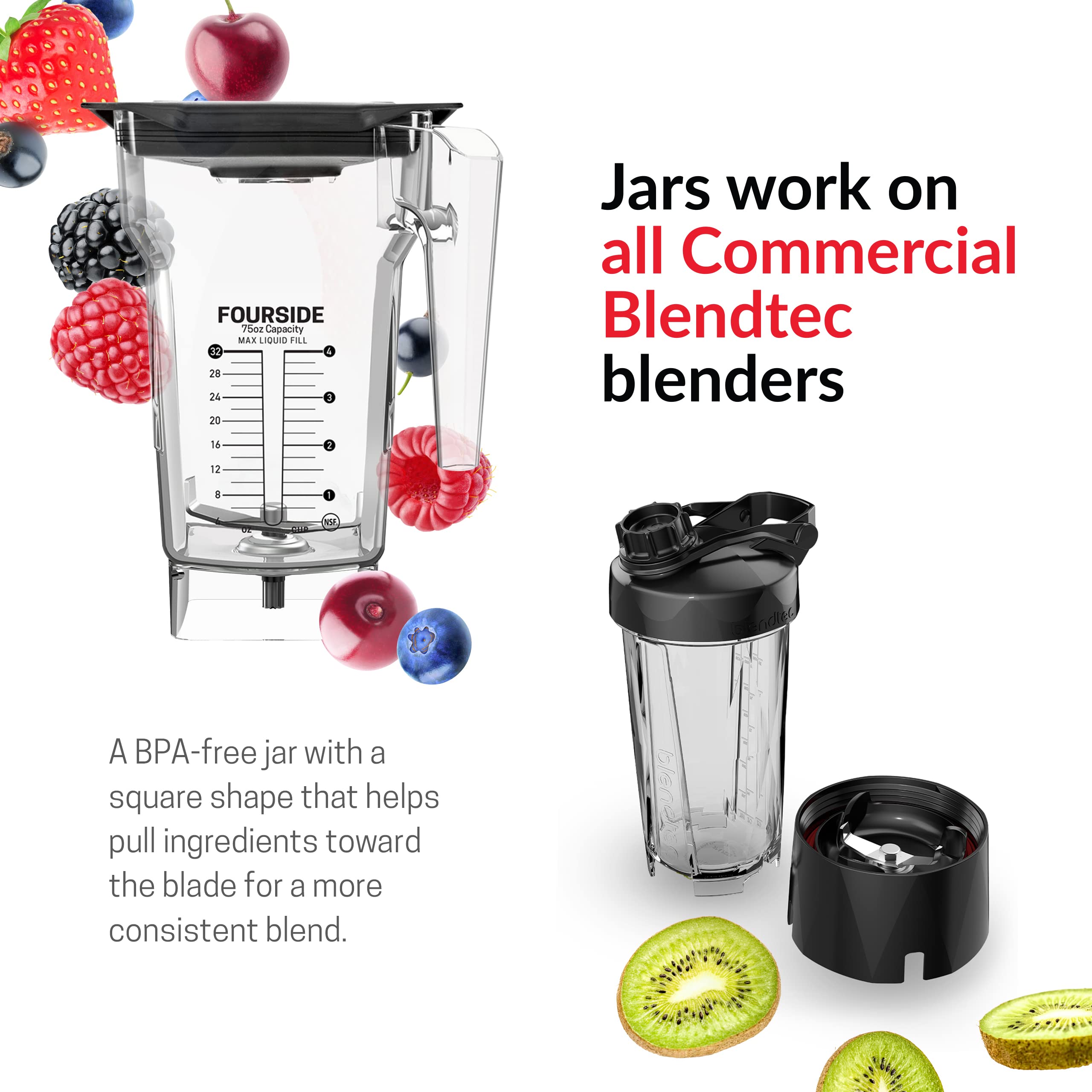 Blendtec Stealth X 885 - Brushless Commercial-Grade Blender with Sound Enclosure - FourSide Jar with Soft Lid - Black