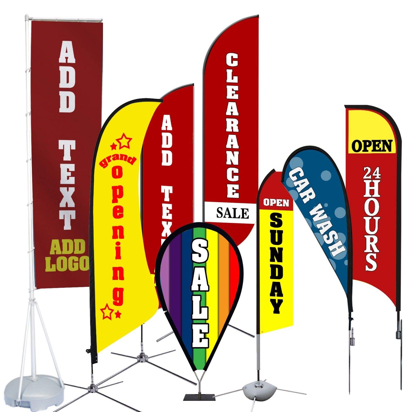 BannerBuzz Blade Flag “For Rent”, 2' X 9.58' | 13' ft Long Graphic with Hardware Includes Aluminum Flag Pole & Ground Spike Base (Theme 2) (Double Side Print)