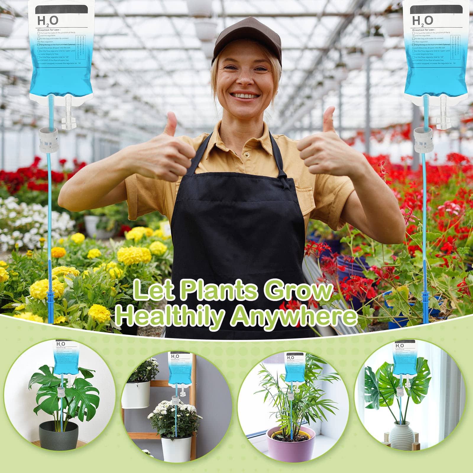 6 Pcs Plant Drip Irrigation Bag 350ml Automatic Plant Waterer Plant Watering Devices System Waterer with Adjustable Valve Switch for Indoor Outdoor House Potted Plant Support Gardening System Kit