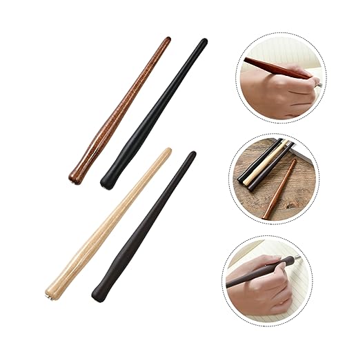 COHEALI 4pcs Wooden Dip Pen Holder Dip Pen Nib Holder Comic Drawing Pen Oblique Pen Holder Wood Pencil Holder Set Calligraphy Penholder Dip Penholder Writing Accessory Bevel Comic Pen