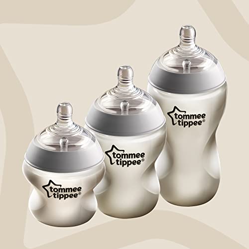 Tommee Tippee Closer to Nature Baby Bottles, Blue Slow Flow Breast-Like Nipple with Anti-Colic Valve (9oz, 2 Count)