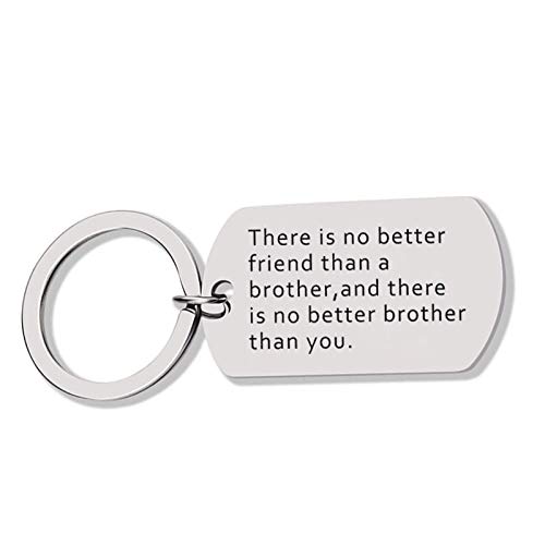 LZIYAN Lettering Tag Key Ring There is No Better Friend Than A Brother Keychain Stainless Steel Rectangle Pendant Key Chain,1#