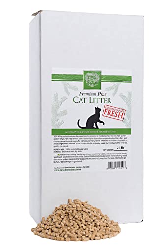 Small Pet Select Premium Pine Pelleted Cat Litter, 100% All Natural Pellet Kitty Litter, Non Clumping Non Tracking Low Dust Litter Meant for Use with Sifting Litter Box, Made in USA, 25 lbs