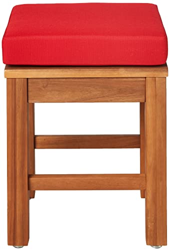Amazon Aware FSC Certified (FSC N004130) Outdoor Patio Stools with Cushions, Acacia Wood, Set of 2, Natural Finish