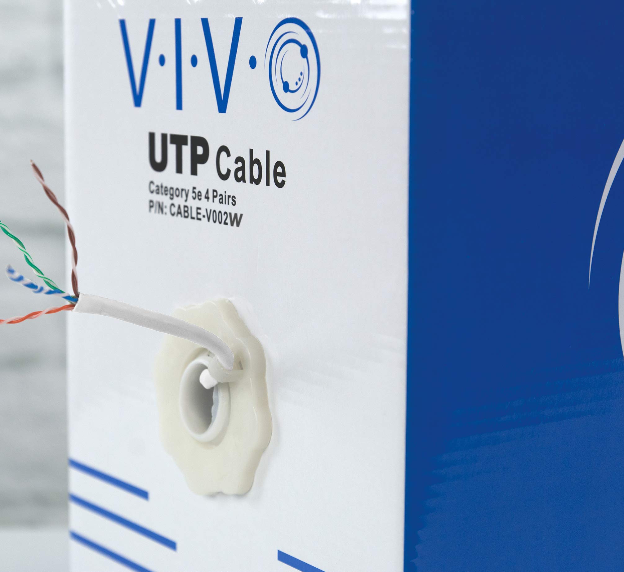 VIVO 500ft Bulk Cat5e, CCA Ethernet Cable, 24 AWG, UTP Pull Box, Cat-5e Wire, Indoor, Network Installations, White, CABLE-V002W