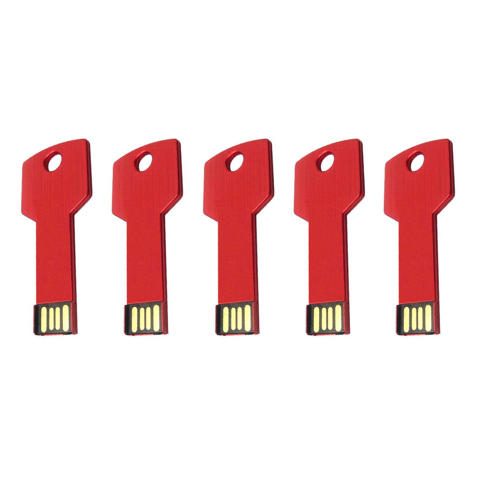 Lot 5 USB Flash Drive 2GB Memory Pen Stick Wholesale Key Shape Bulk Pack (2GB, Red)