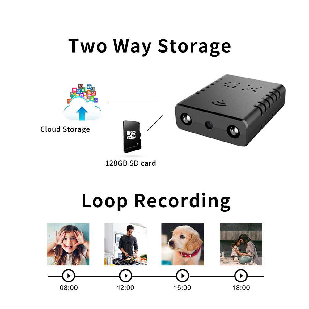 Smallest WiFi Spy Hidden Camera Mini Wireless Camera HD Indoor Home Smallest Spy Nanny Cam Security Cameras with Motion Detection/Night Vision/Cloud Storage for iPhone/Android Phone/iPad/PC