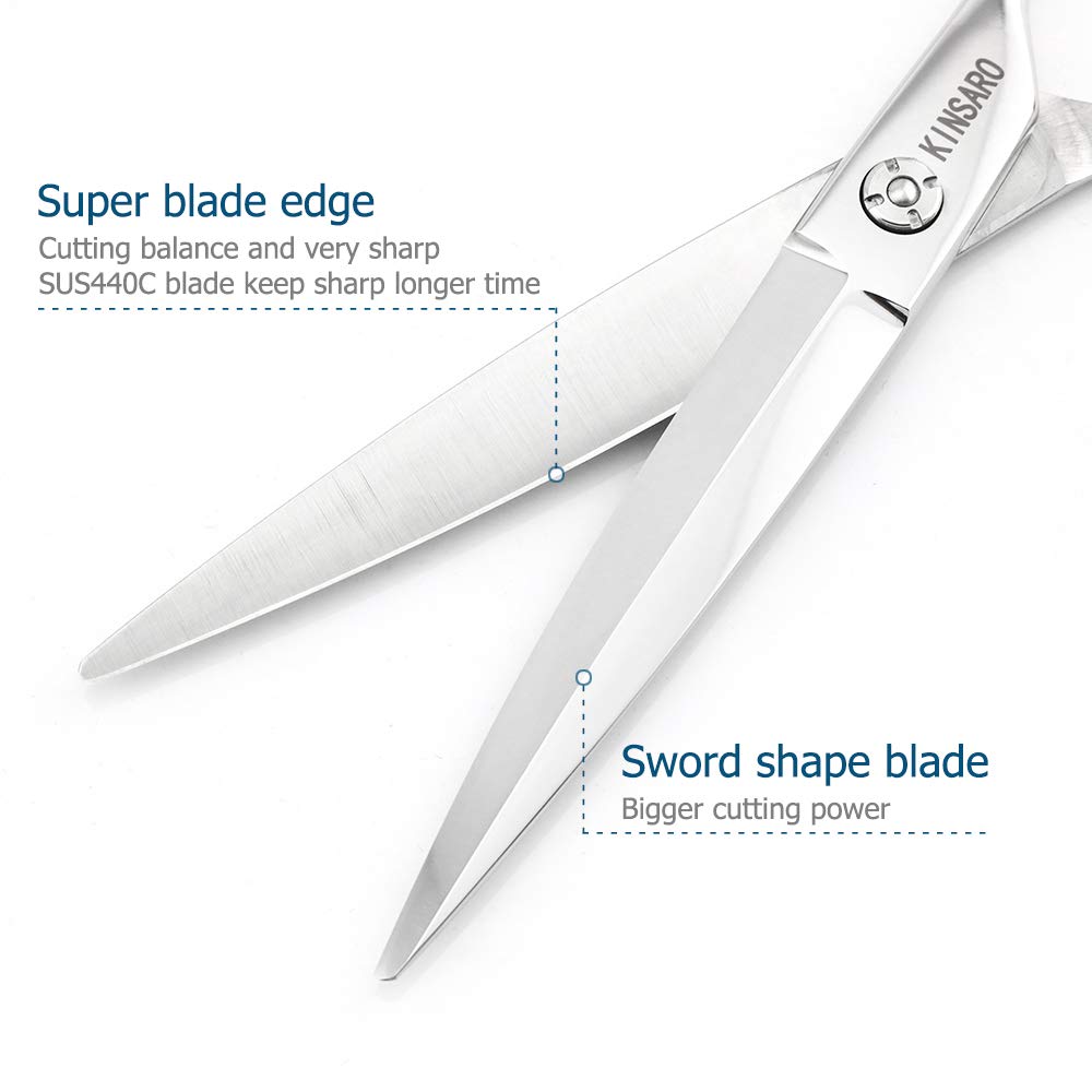 Barber Scissors 7" Professional Sliding Hair Scissors Willow Shape Sliding Hair Shears Professional Sliding Haircut Shears Razor Edge 440c Barber Shears KINSARO