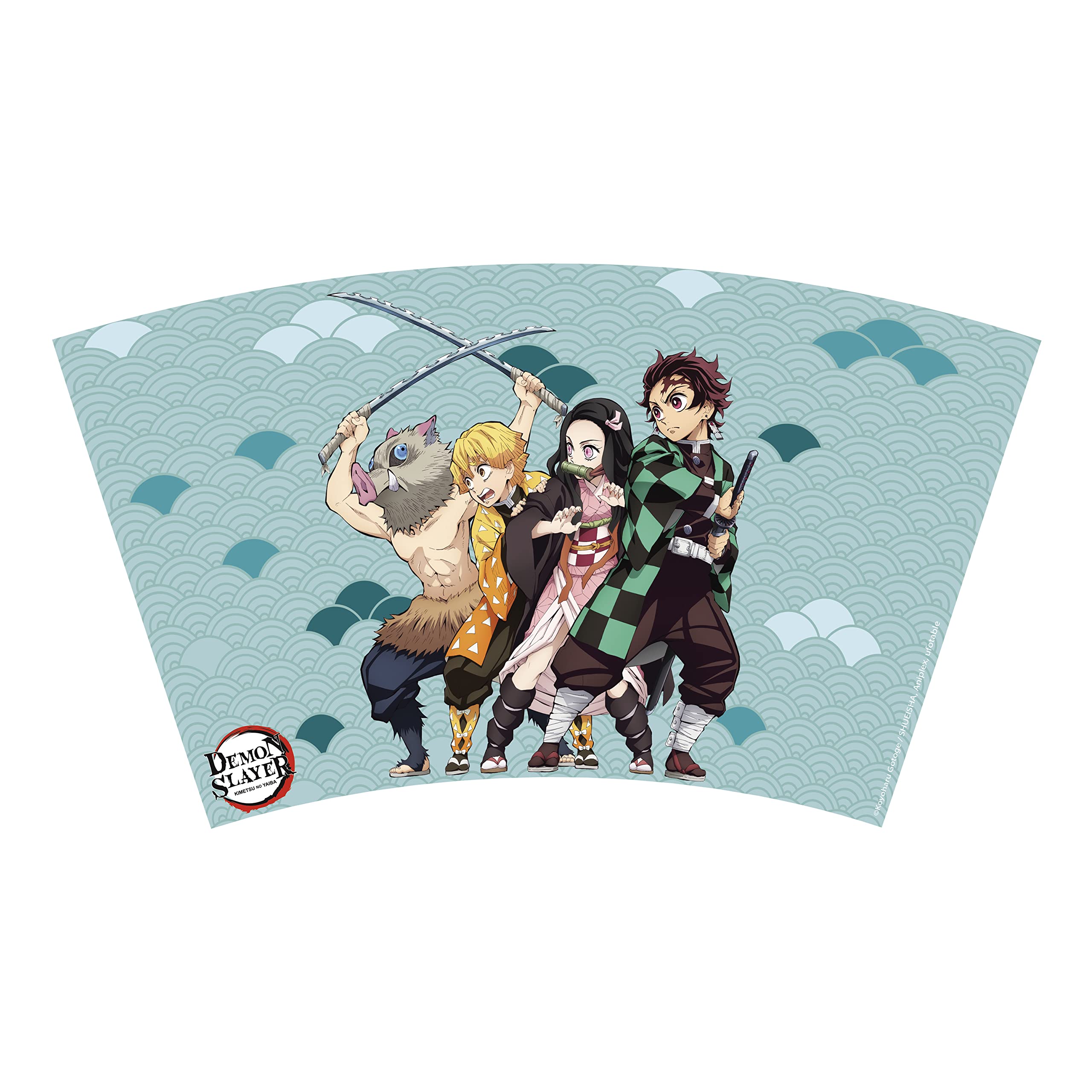 ABYSTYLE Demon Slayer 16 Oz. Plastic Acrylic Tumbler Carnival Cup With Reusable Straw & Leakproof Lid BPA-Free Featuring Inosuke, Zenitsu, Nezuko & Tanjiro Anime Manga Drinkware Gift