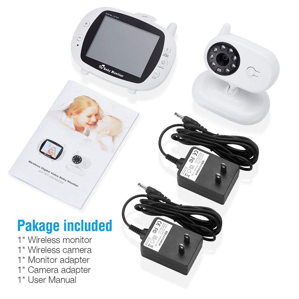 Video Baby Monitor with Camera Baby Security Surveillance Camera Latest with 3.5" Screen, Night Vision, Temperature Sensor, Lullaby, Two Way Talkback, Sound Activated & Audio Only Mode