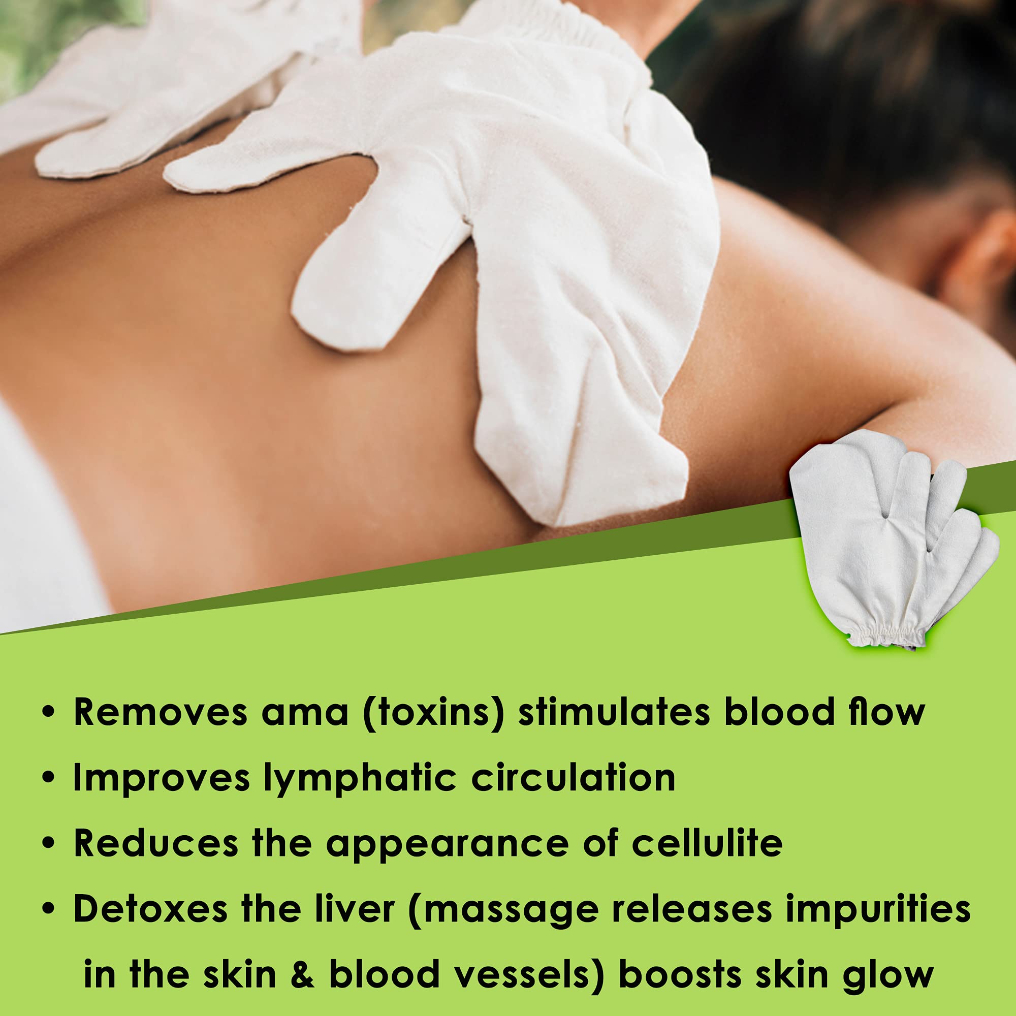 Healm 100% Raw Silk Garshana Gloves | Ayurvedic Massaging Mitts for Women | Dry Massage Brush for Lymphatic Drainage, Acne, Scars, Cellulite & Toxin Removal | Quick, Simple Instructions