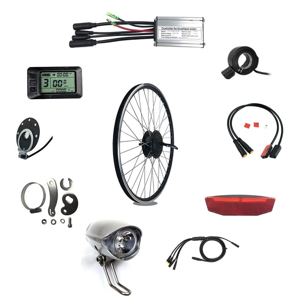 500W 48V Ebike Waterproof Conversion kit 27.5inch(650B) Brushless Geared Hub Motor Front Wheel Rim with Kunteng LCD7 USB Display
