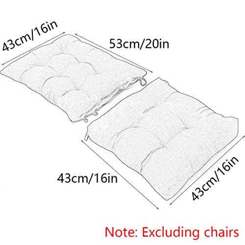HERMJ Outdoor Cushions Solid Color Double-Sided Seat Pads 2 Piece Set Upper &Lower with Ties for Indoor Home 21"x17"/17"x17" Without Chair